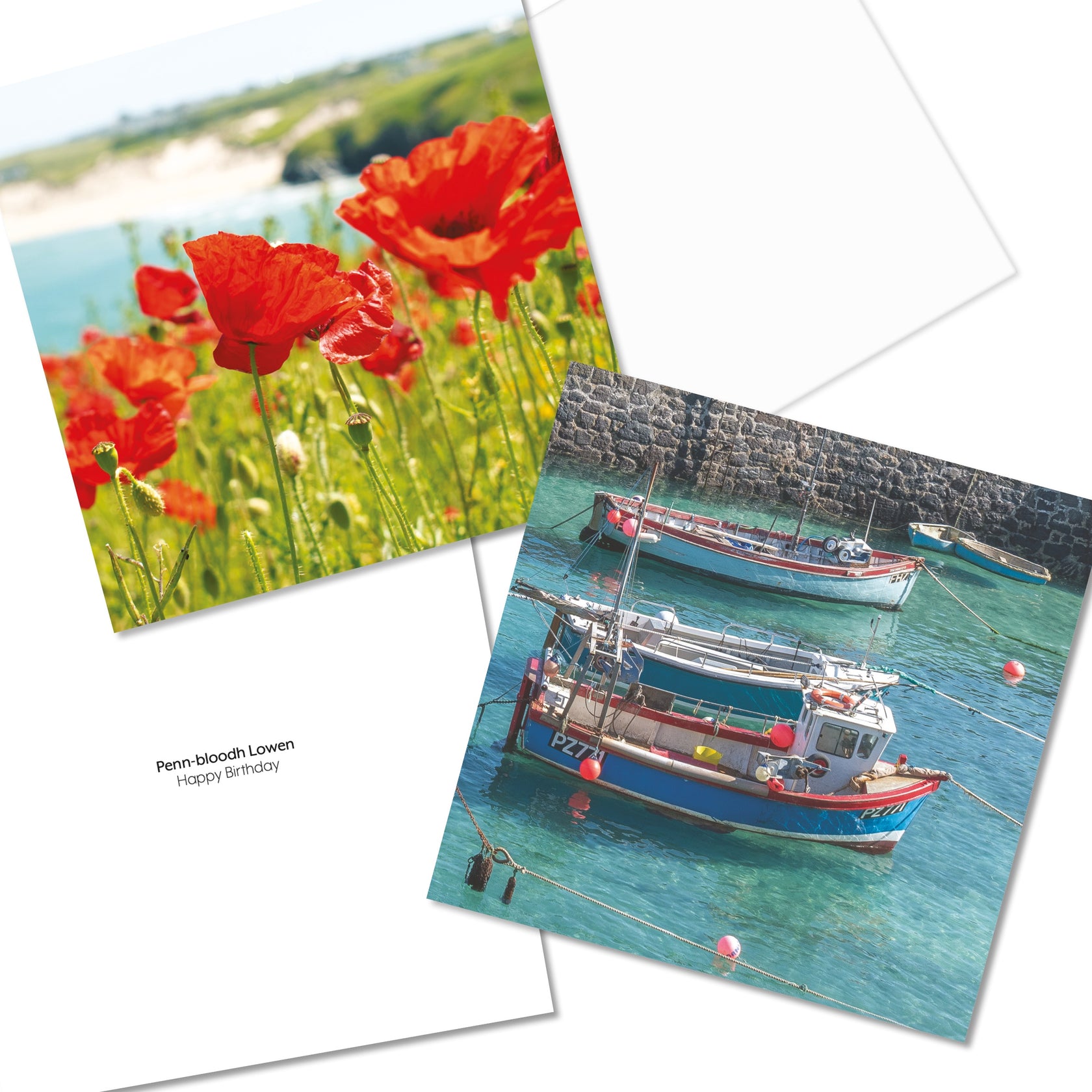 Cornish Language Birthday Card - Poppies
