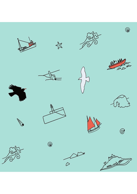 Cornish Patterned Wrapping Paper - 'Cornish Shore' - NEW